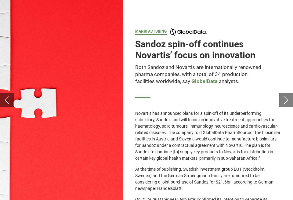 Sandoz spin-off continues Novartis’ focus on innovation - Pharma ...